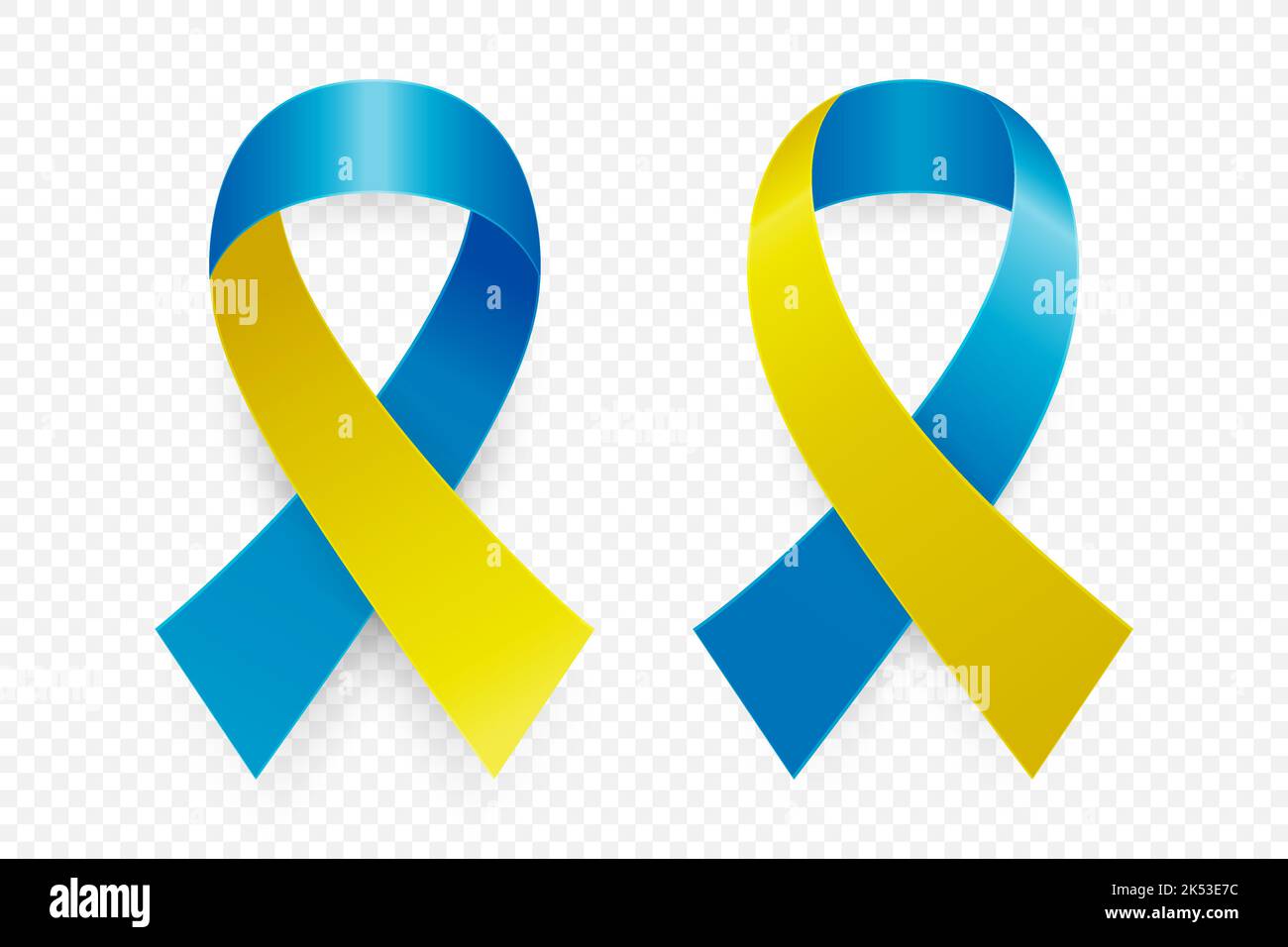Vector 3d Realistic Yellow and Blue Ribbon Icon Closeup Isolated on ...