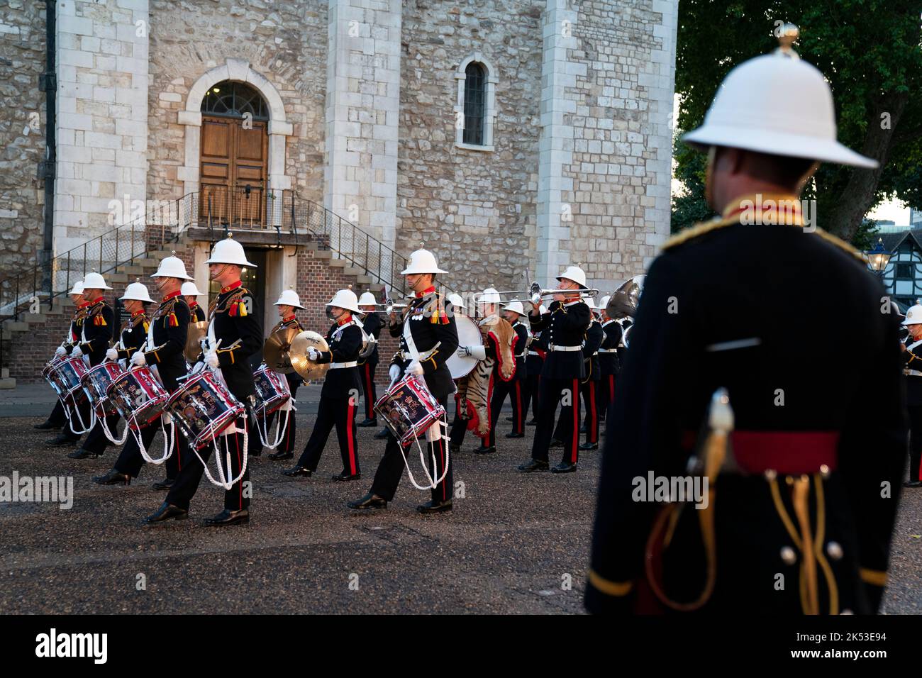 The band of the Royal Marines, as General Sir Gordon Messenger is ...