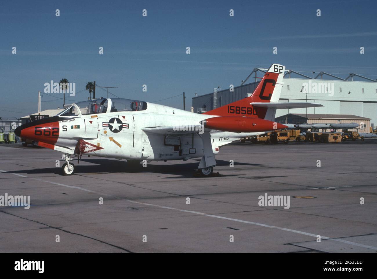 North American T-2 Buckeye training aircraft on the flightline at NAS ...