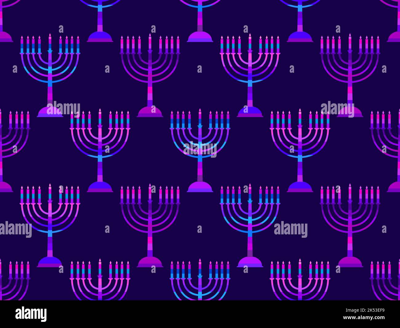 Menorah with nine Hanukkah candles seamless pattern. Happy Hanukkah ...