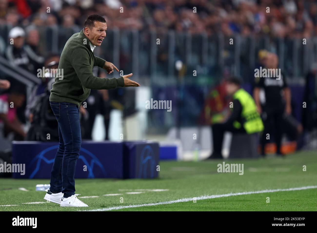 Turin, Italy . October 5, 2022, Barak Bakhar, head coach of Maccabi ...