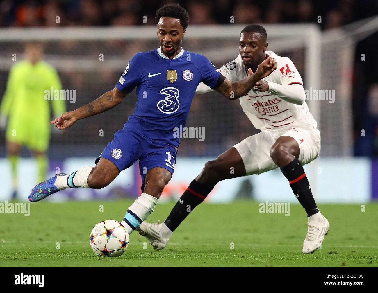 London, England, 5th October 2022. Raheem Sterling of Chelsea and Fodé ...