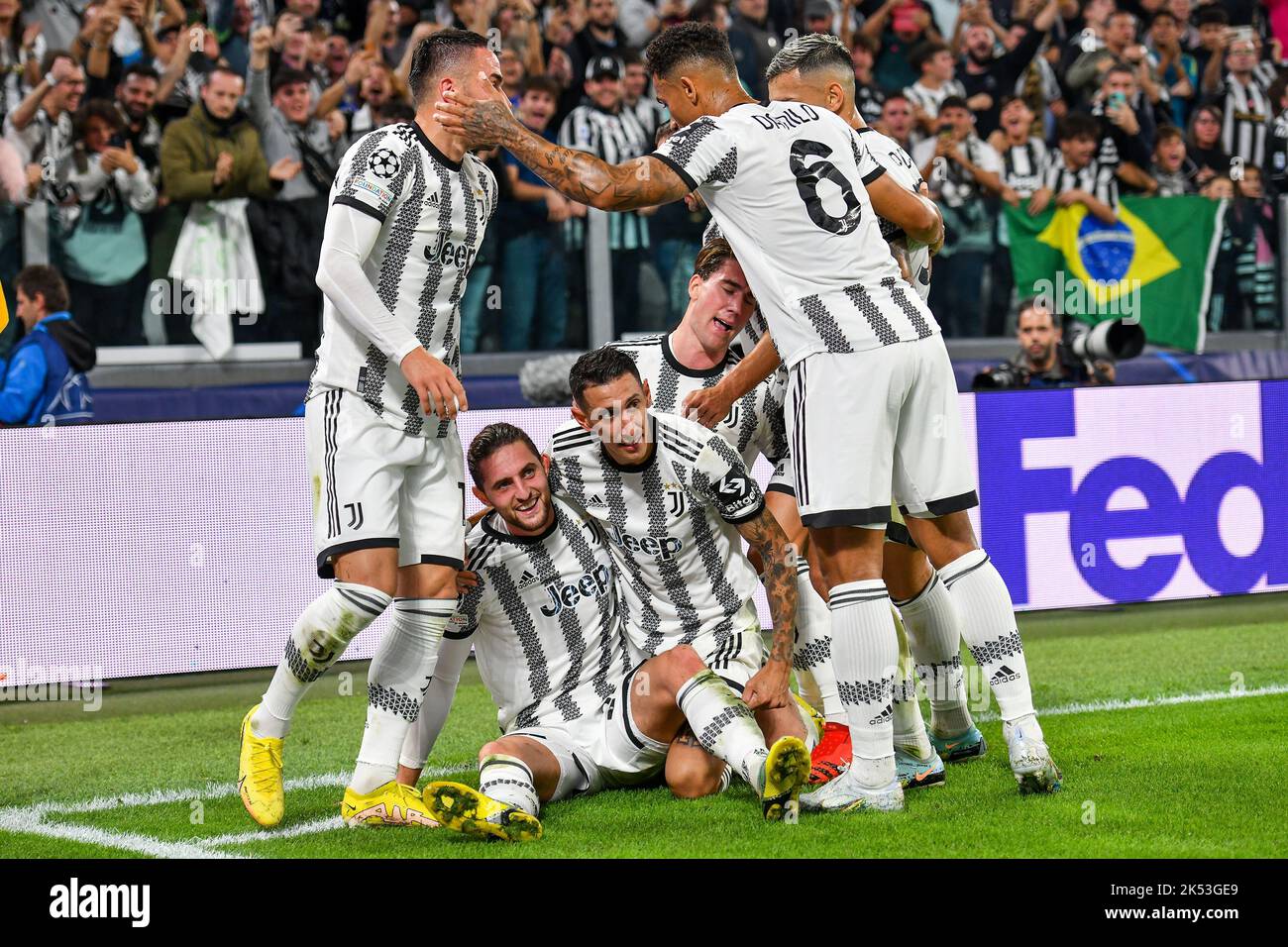 Torino Italy 05th Oct 2022 Adrien Rabiot Of Juventus Fc Celebrates