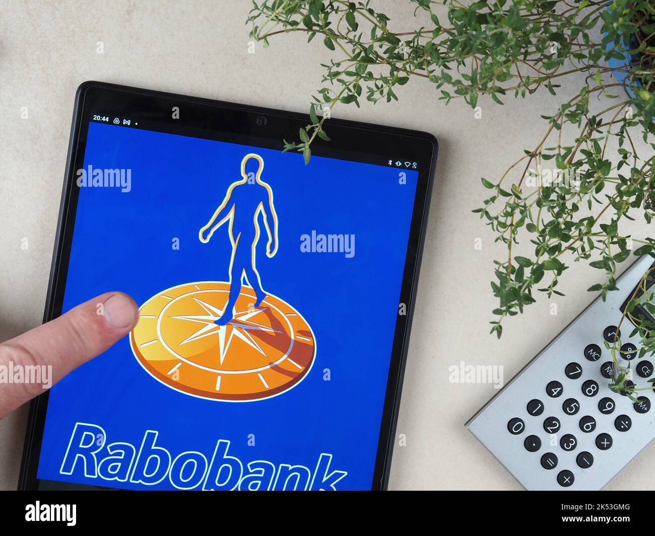 In this photo illustration, Rabobank Group logo seen displayed on a ...