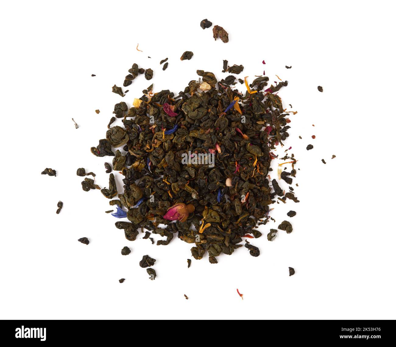 Falling dried tea leaves isolated on white background Stock Photo - Alamy