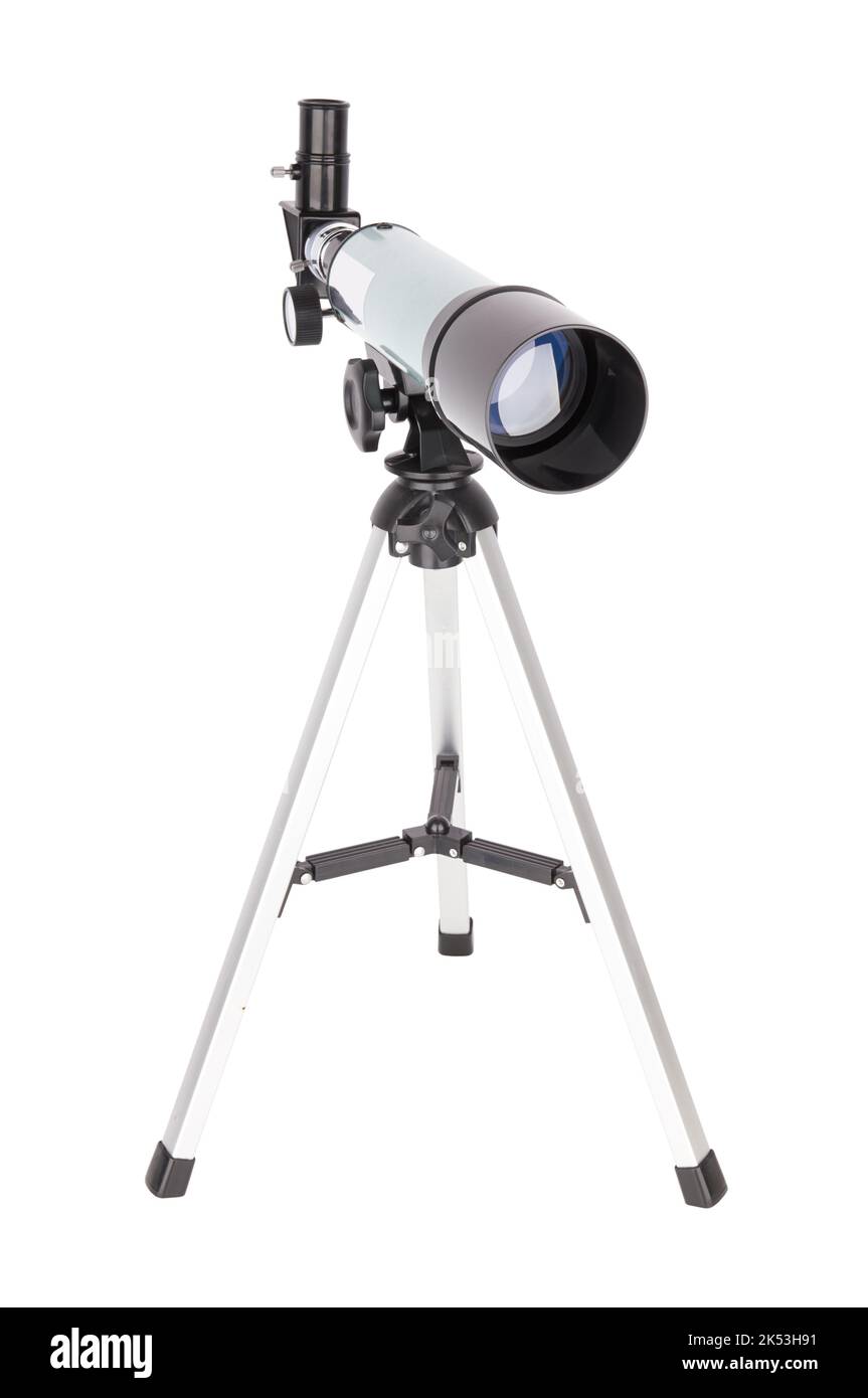 Modern telescope isolated on a white background Stock Photo - Alamy