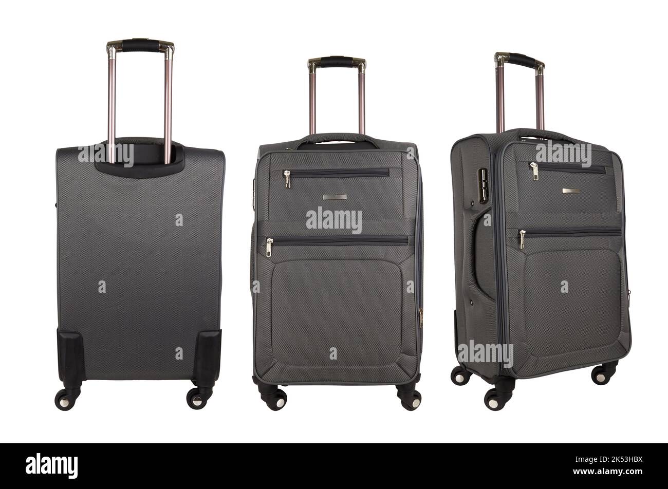 Gray suitcase isolated on a white background Stock Photo - Alamy