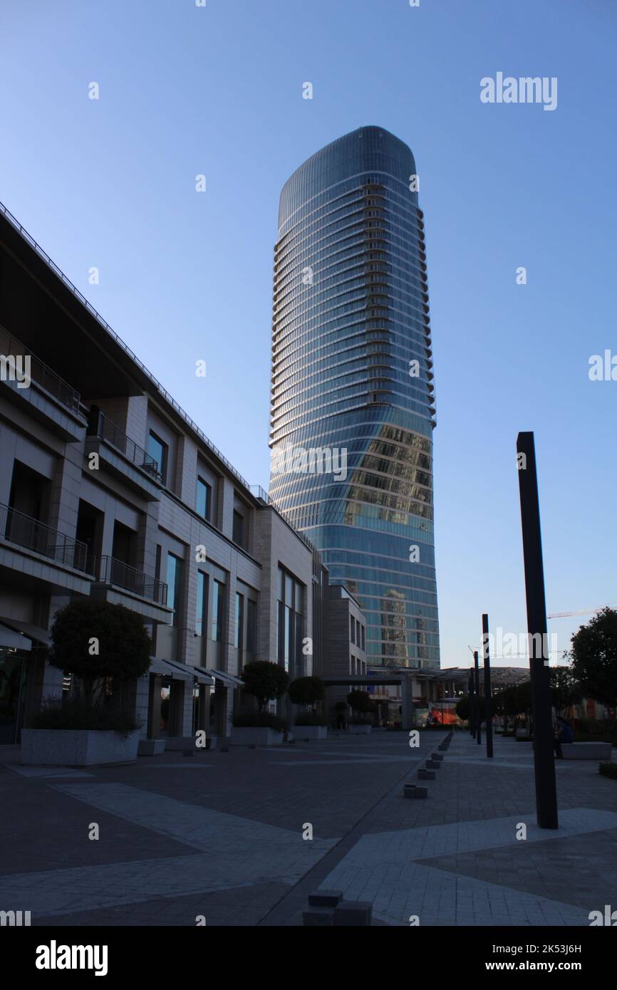 A vertical of the Belgrade waterfront tower, Kula Belgrade Stock Photo ...