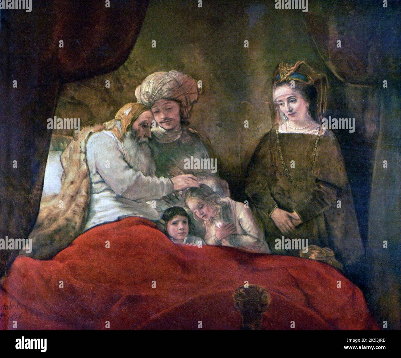 Jacob Blessing the Sons of Joseph, 1656, Painting by Rembrandt Stock ...