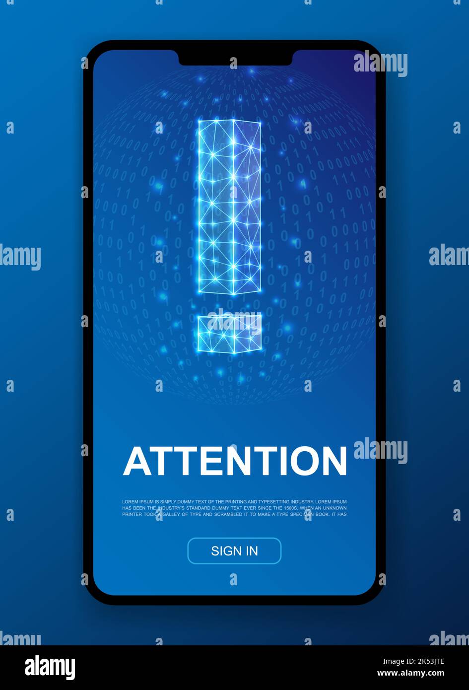 Exclamation mark 3d polygonal symbol for UI, UX design template. Low poly Alert illustration for ...