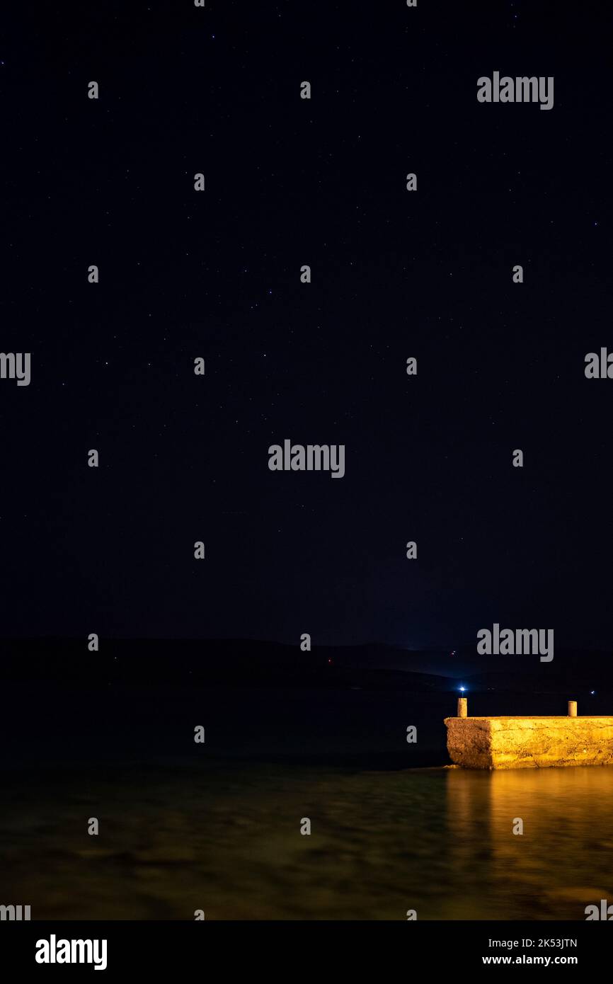 Amazing night sky full of stars and galaxies above Brac island, Croatia ...