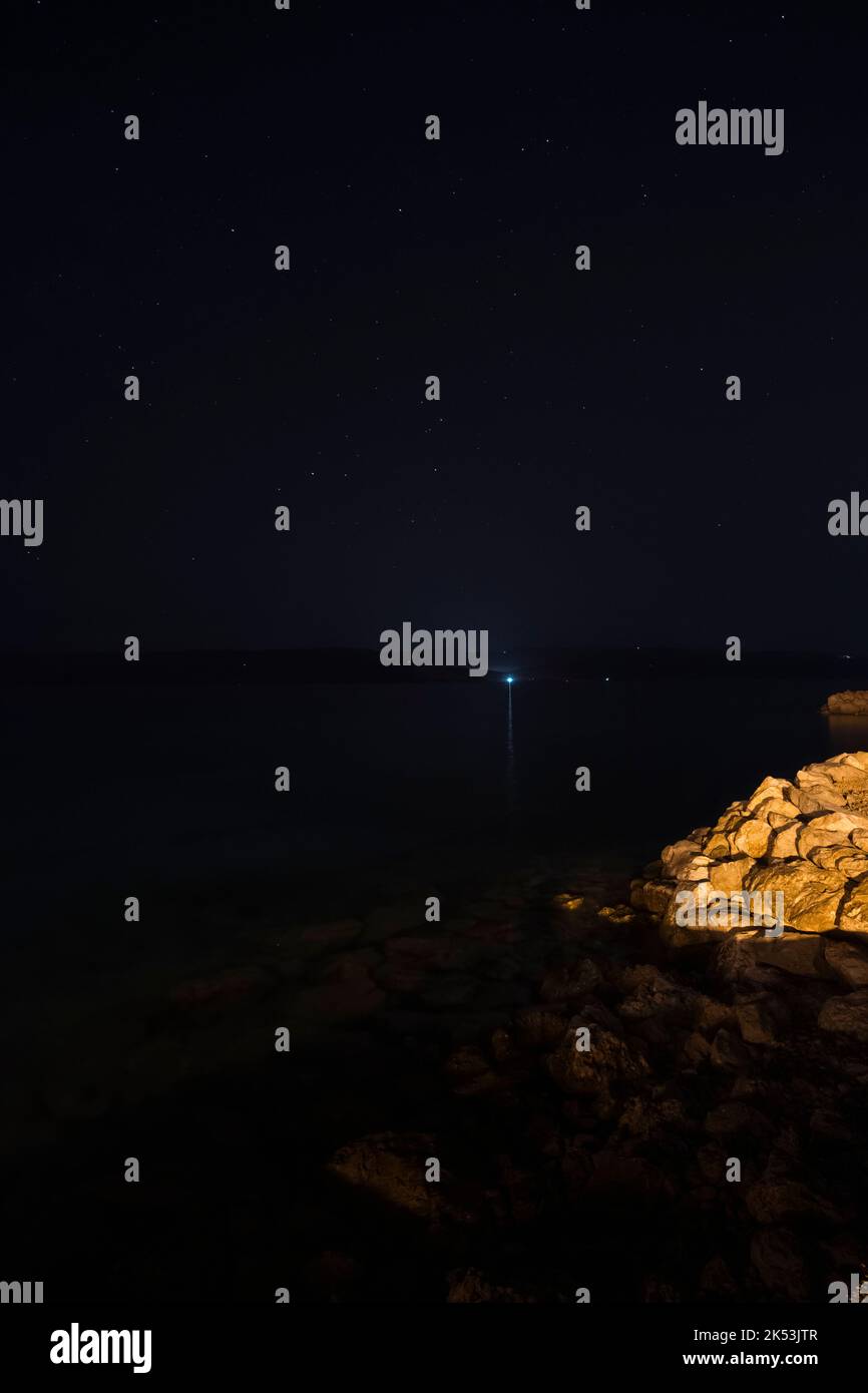 Amazing night sky full of stars and galaxies above Brac island, Croatia ...