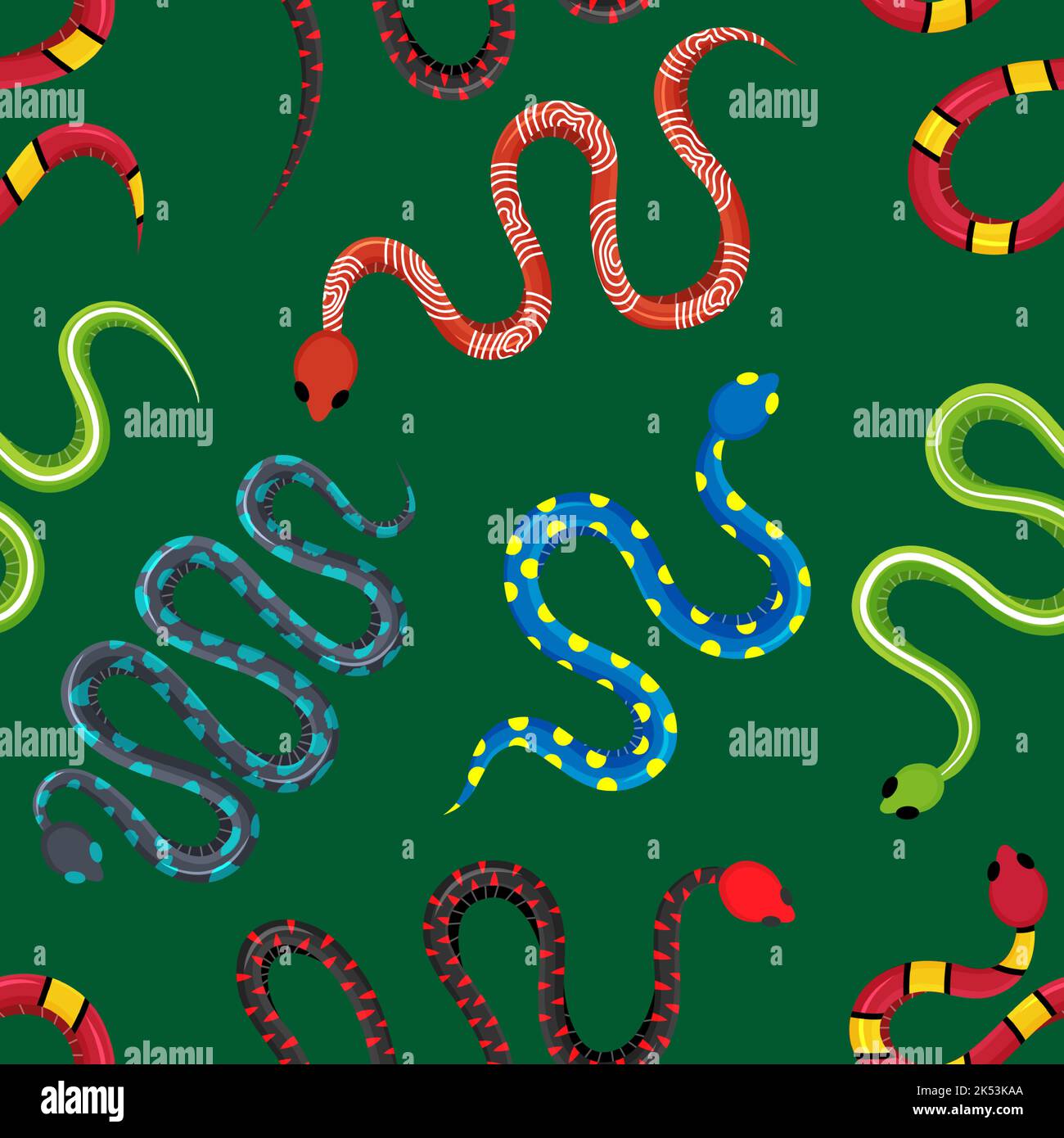Dangerous exotic snakes pattern. Colored snakes background. Tropical ...