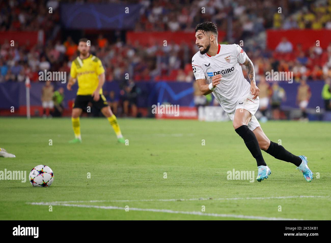 Seville, Spain. 05th Oct, 2022. Alex Telles (3) of Sevilla FC seen ...