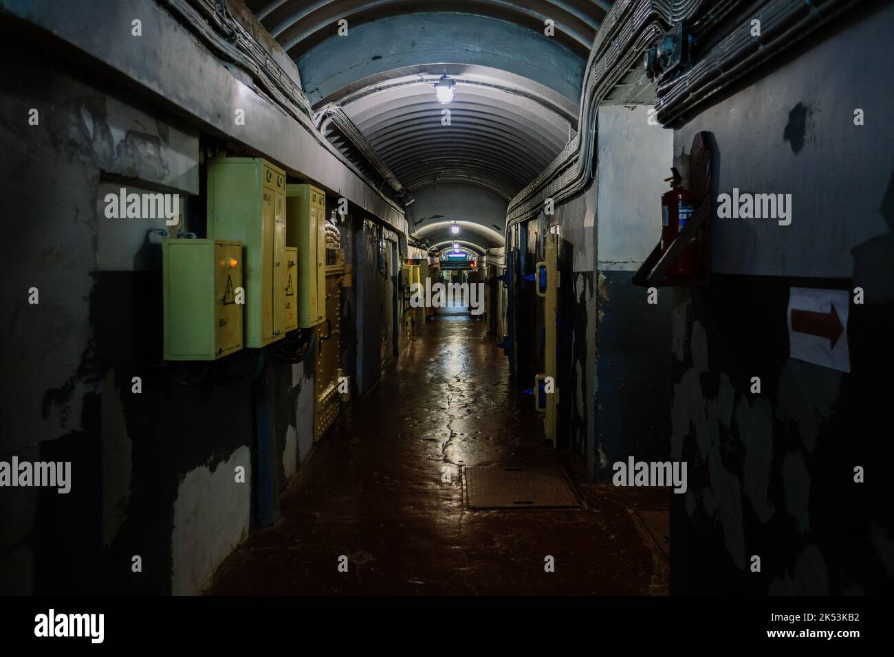 Tunnel of Soviet bunker, battery command post, echo of Cold War Stock ...