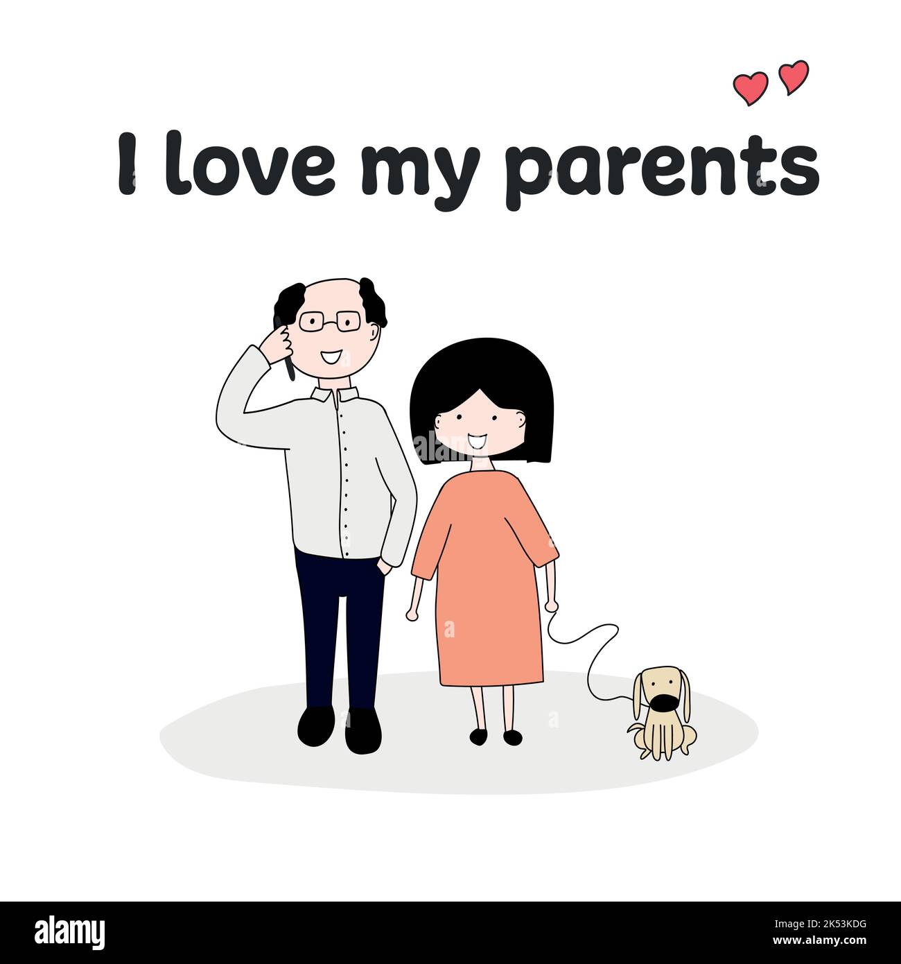 Happy family with dog Stock Vector Images - Alamy