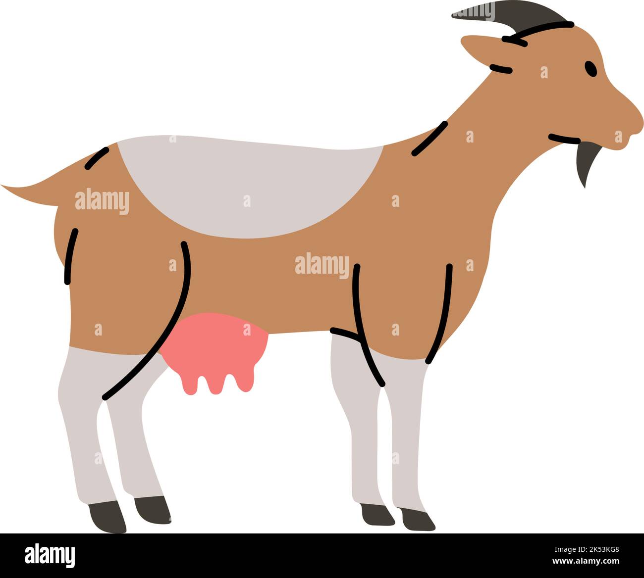 Goat hand drawn silhouette. Goat symbol. Farm animal isolated on white ...