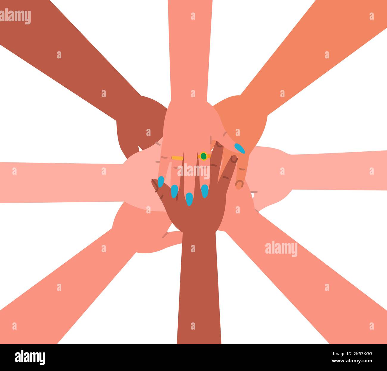 Hands together. Multi-ethnic and diverse hands together. Human hands ...