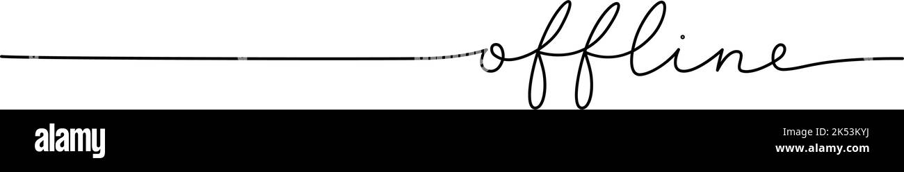 Offline word - continuous one line with word. Minimalistic drawing of ...