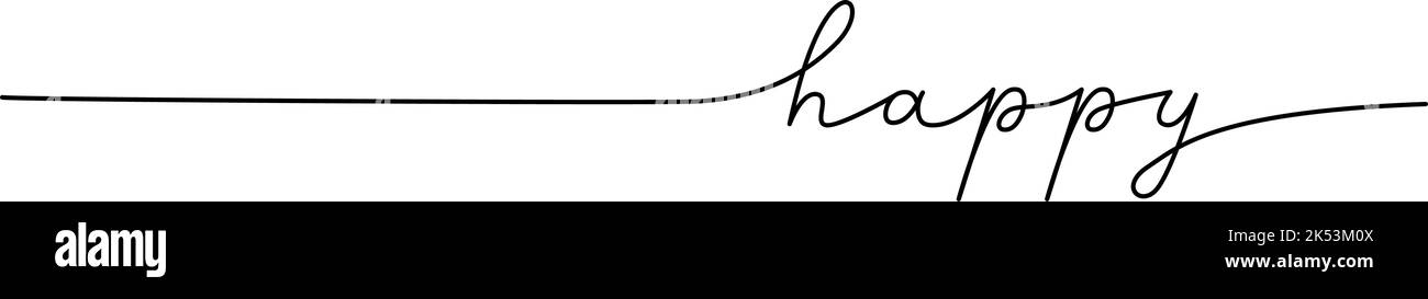 Happy Word Continuous One Line With Word Minimalistic Drawing Of