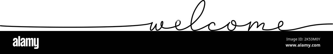 Welcome word - continuous one line with word. Minimalistic drawing of ...