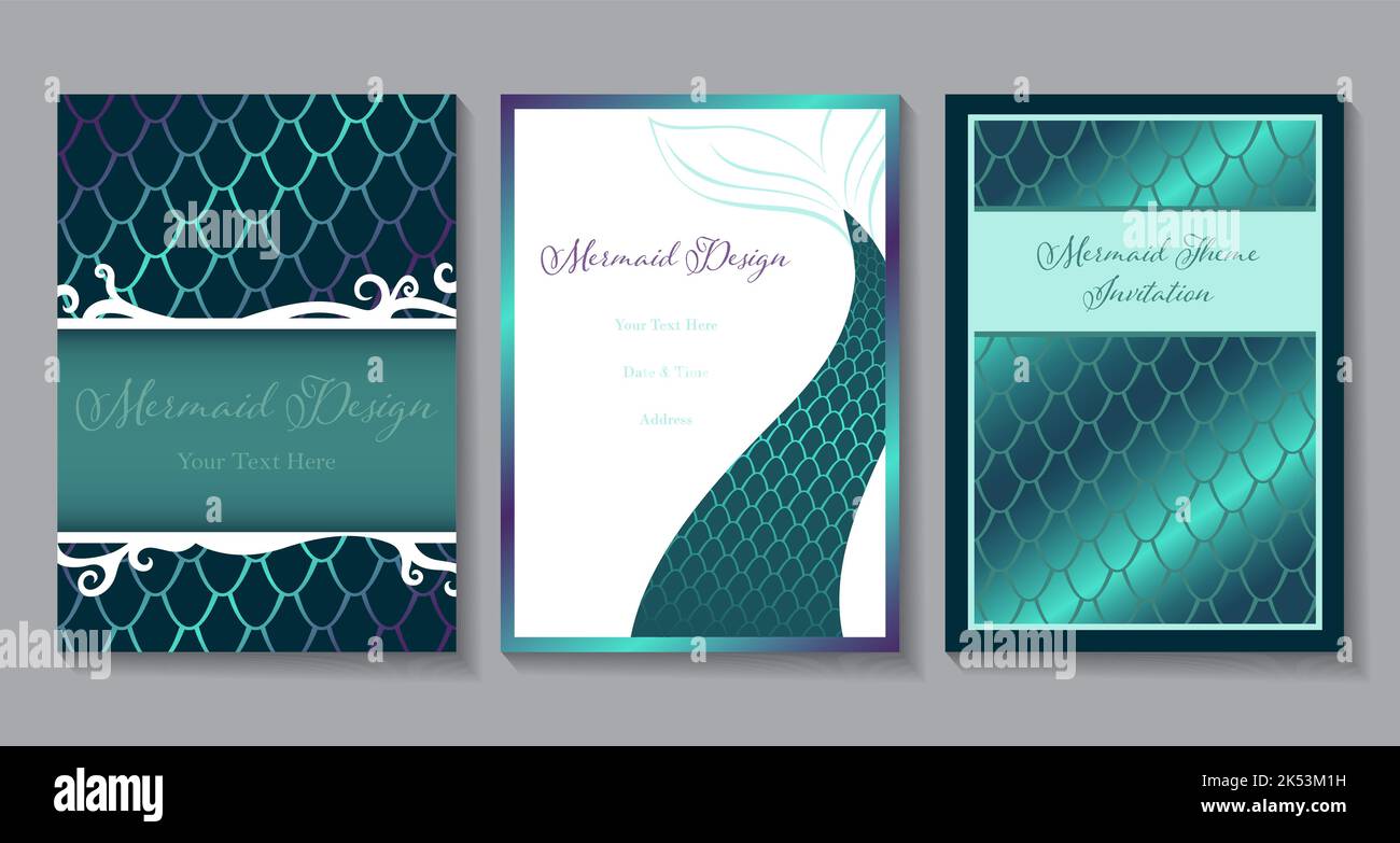 A set of mermaid card designs Stock Vector Image & Art - Alamy