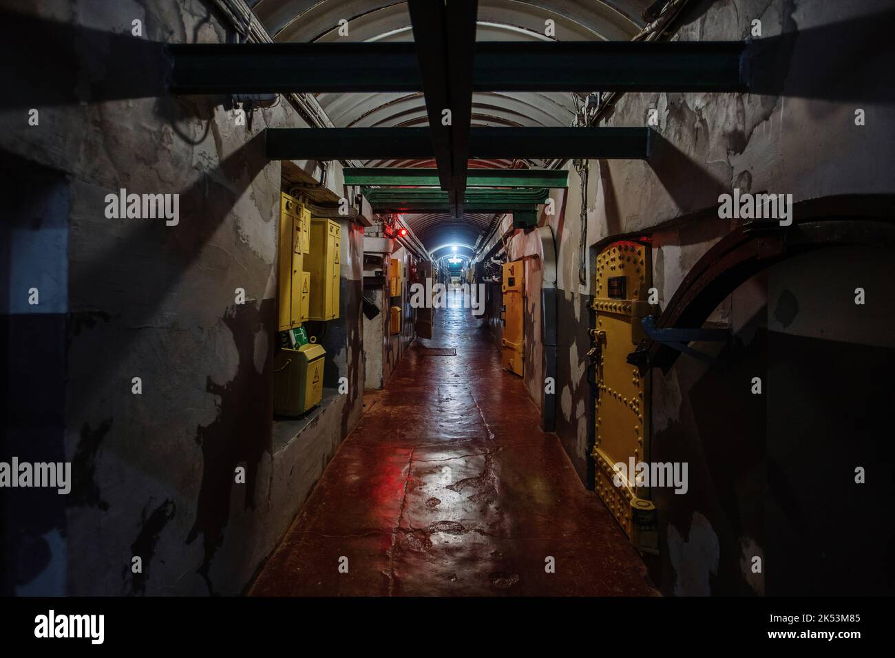Tunnel of Soviet bunker, old command post, echo of Cold War Stock Photo ...
