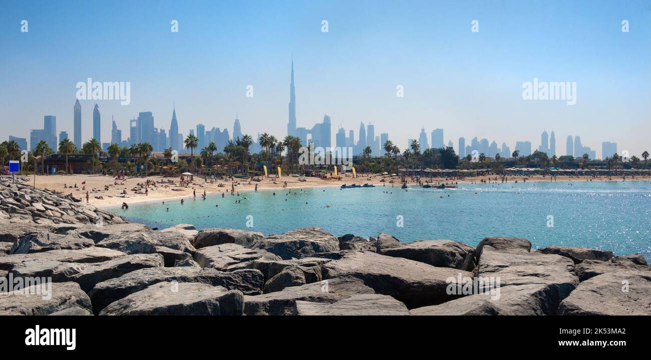 Panoramic view of popular La Mer beach in Dubai, UAE. Coastline with ...