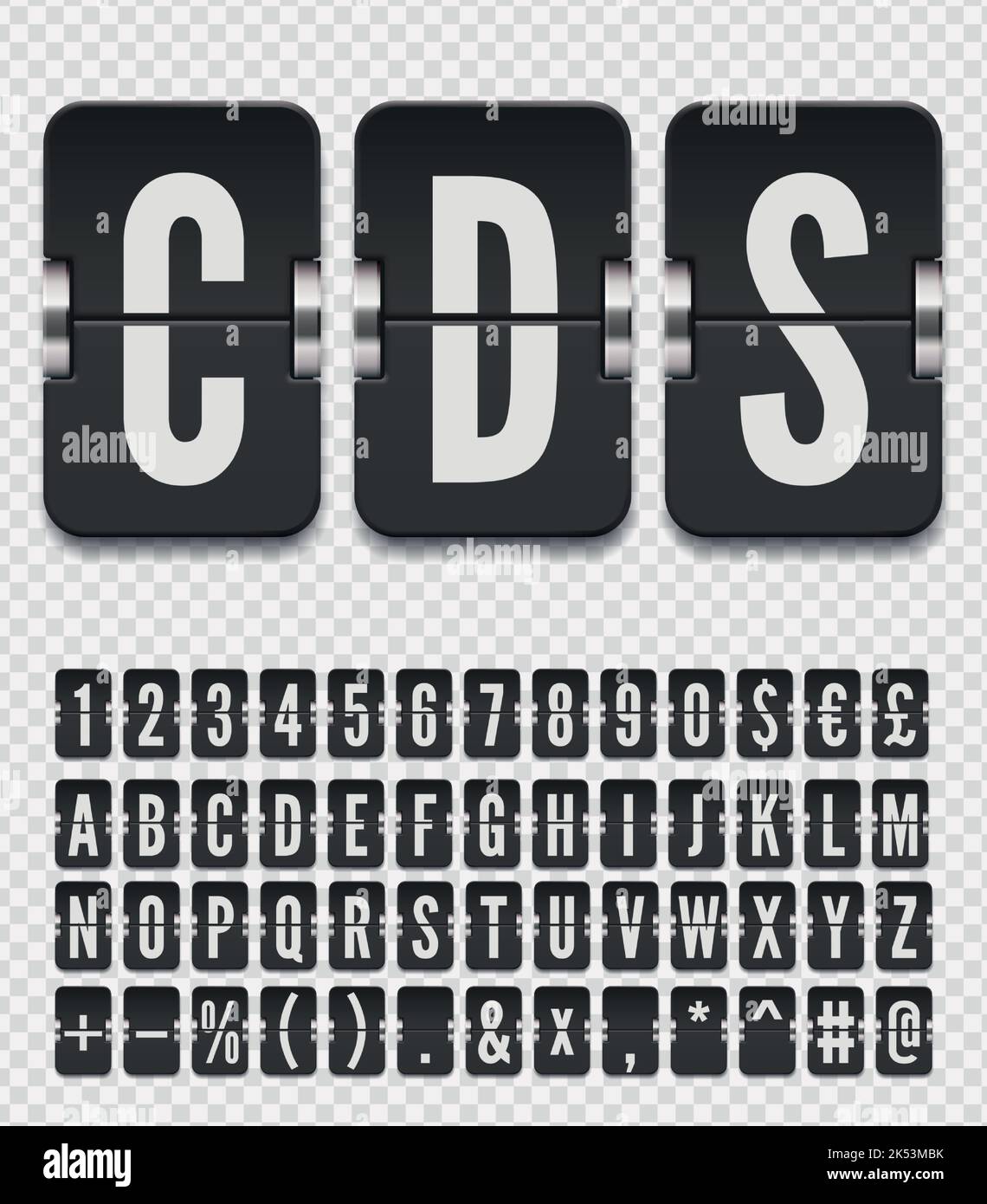 Black scoreboard abc font with numbers for showing flight departure ...