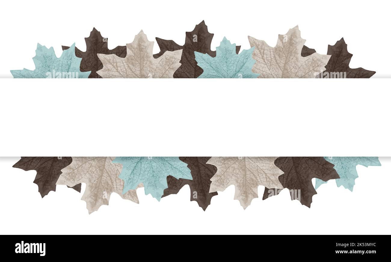 A group of leaves behind a white banner with copy space Stock Vector ...