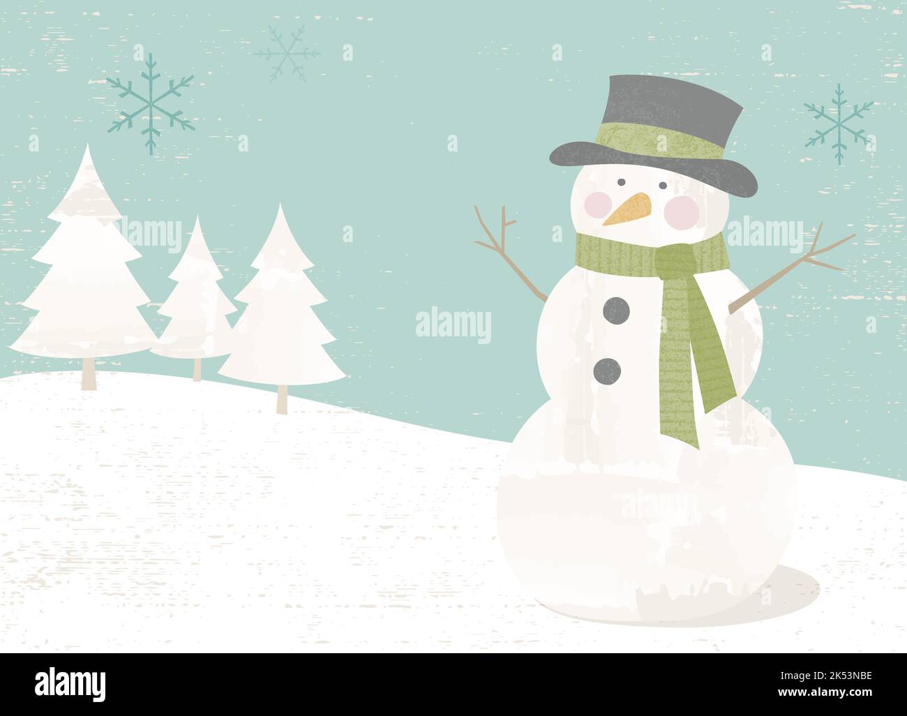 Textured vintage snowman in a cut paper style Stock Vector Image & Art ...