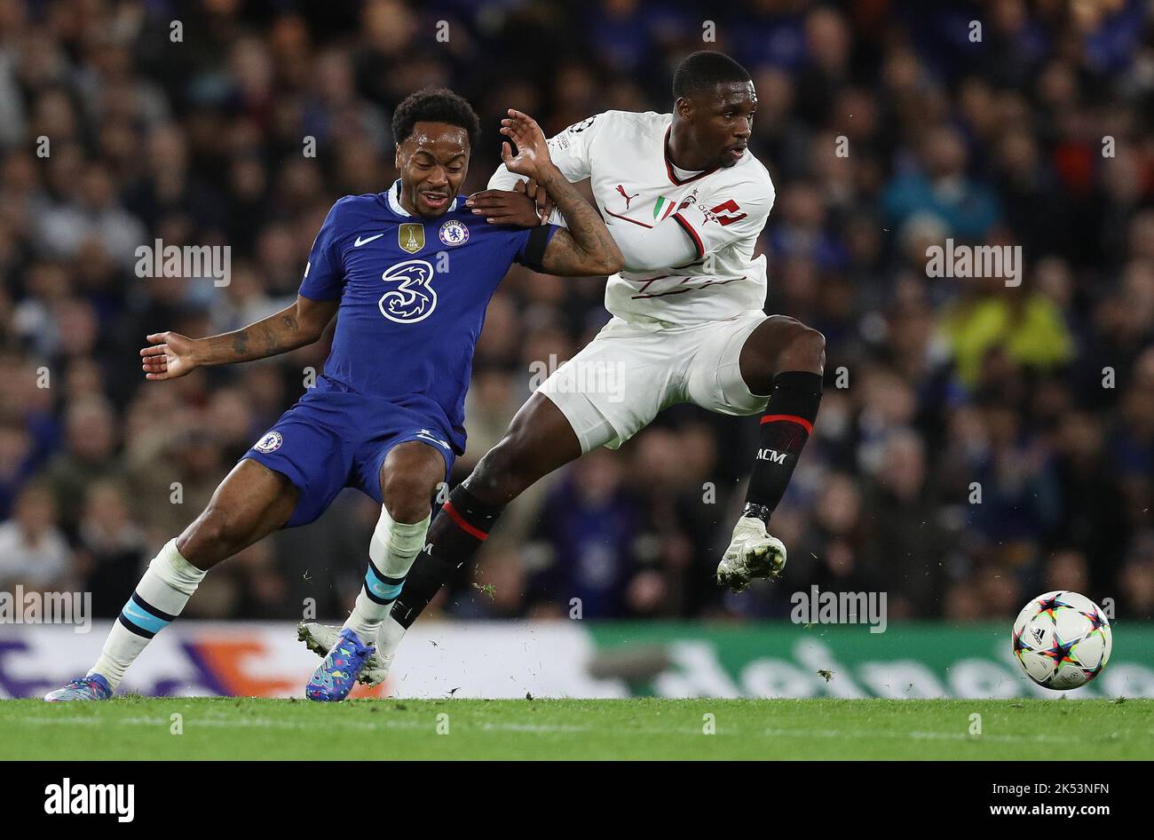 London, England, 5th October 2022. Raheem Sterling of Chelsea and Fodé ...