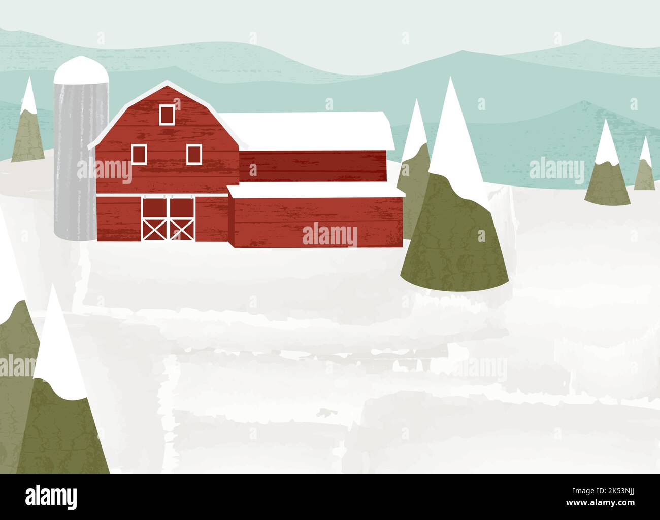 Red barn winter Stock Vector Images - Alamy