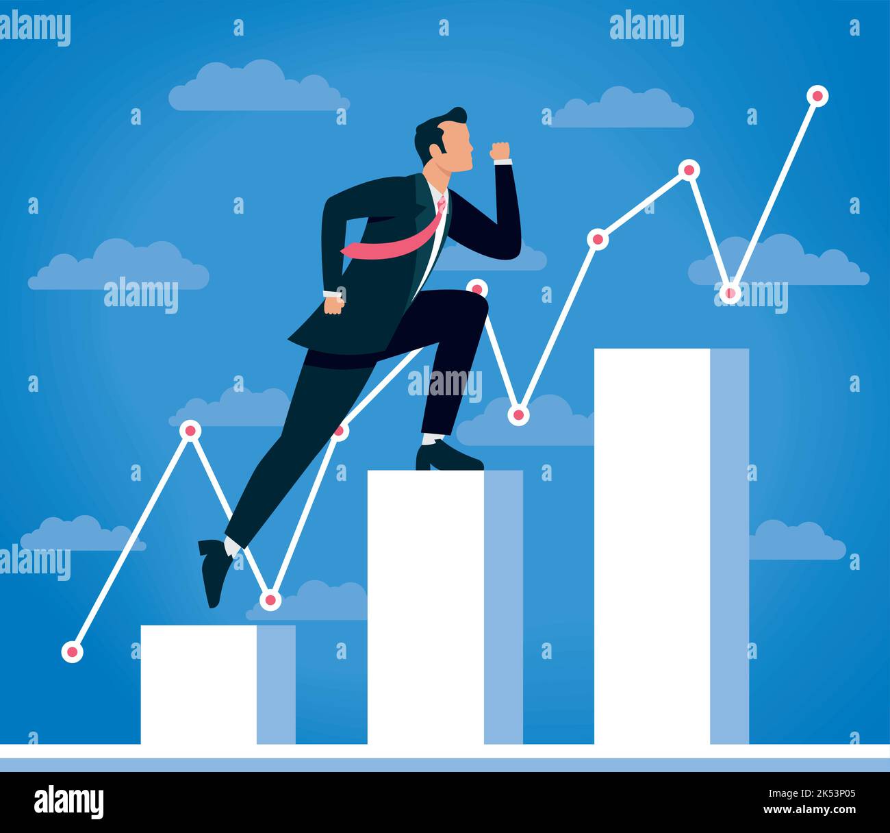 businessman climbing statistics bars character Stock Vector Image & Art ...