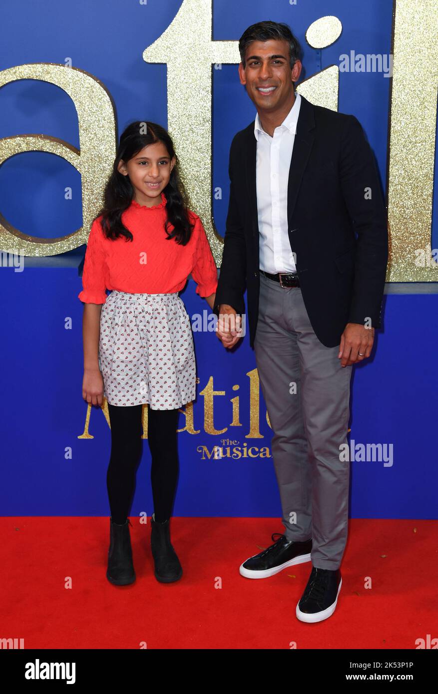 October 5th, 2022. London, UK. Rishi Sunak and his daughter arriving at ...