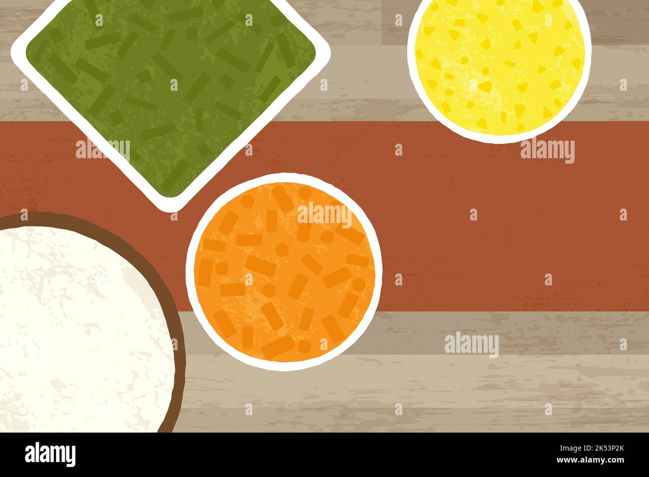 Textured cooked side dishes in a cut paper style Stock Vector Image ...