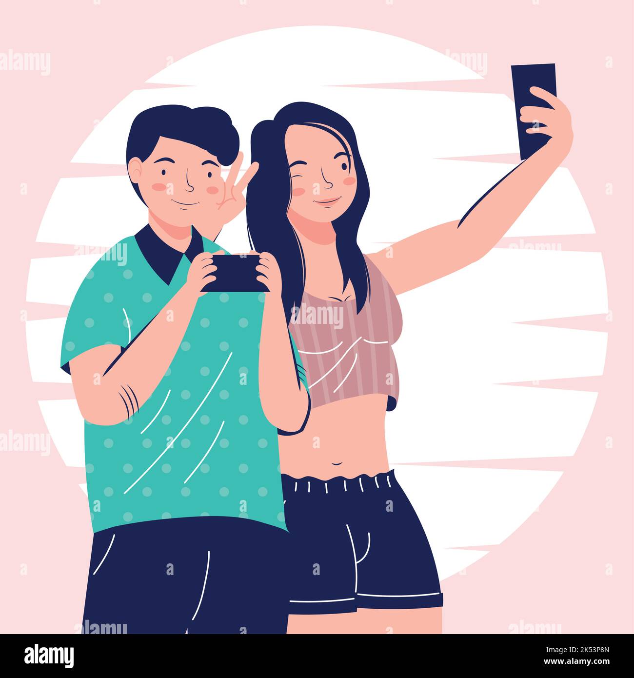couple take a selfie characters Stock Vector Image & Art - Alamy