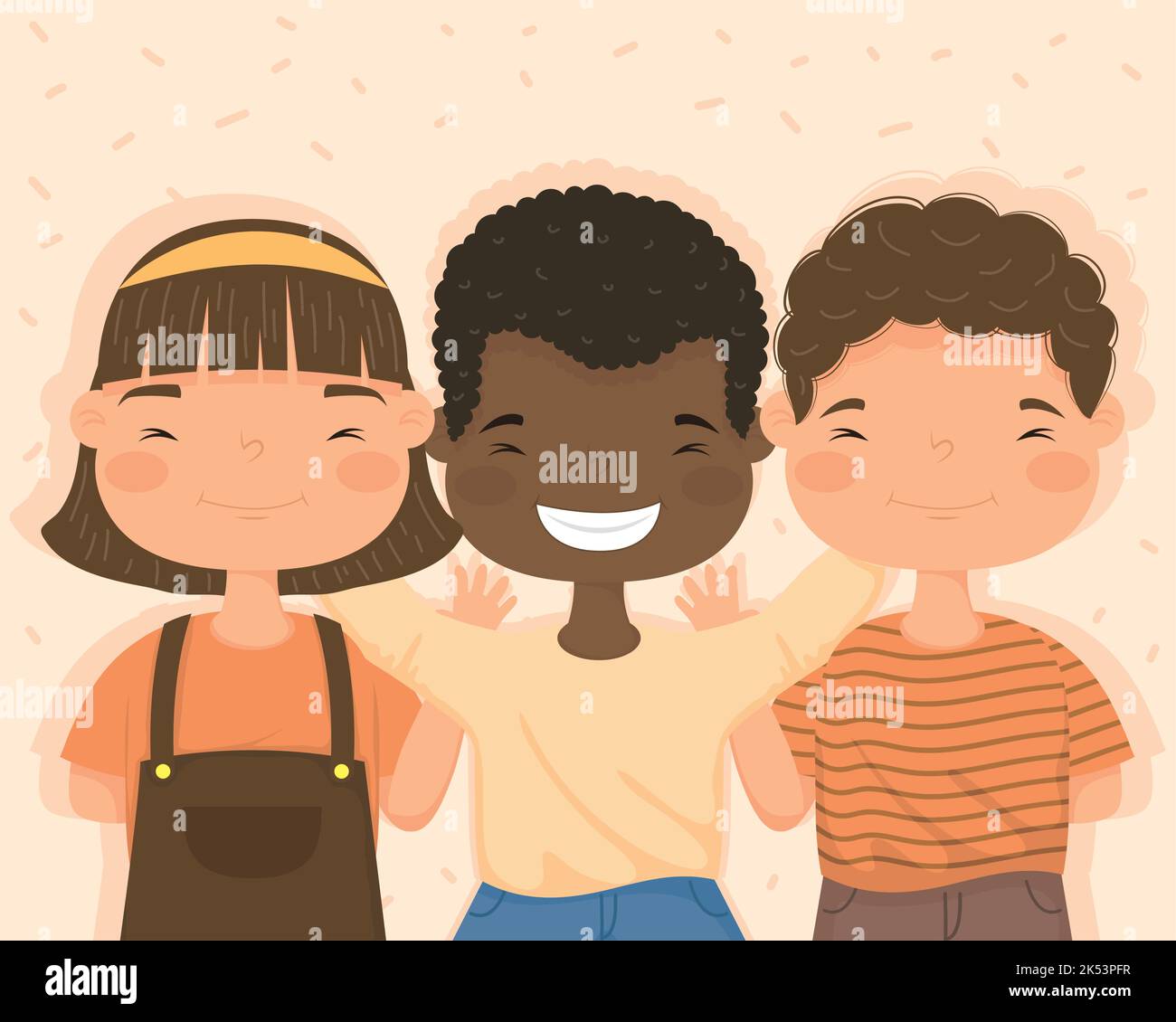 three little kids happy characters Stock Vector Image & Art - Alamy