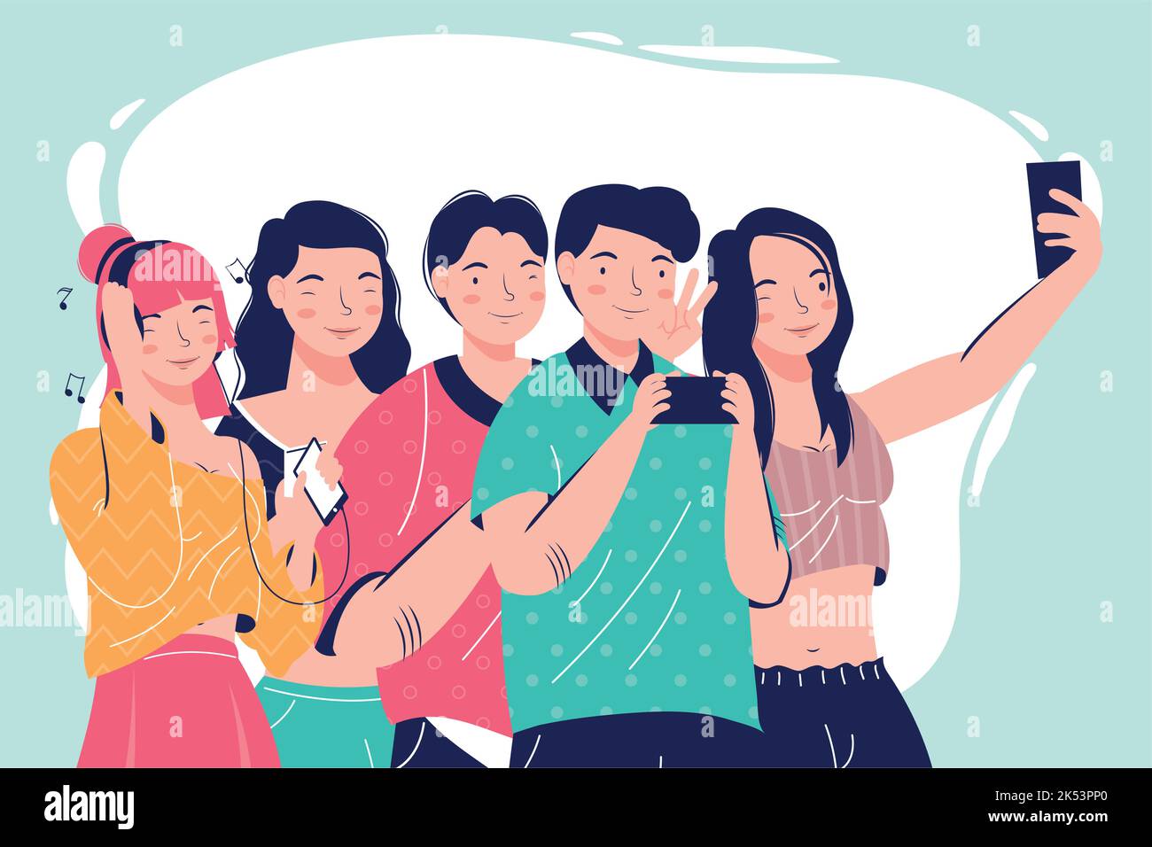 five persons take a selfie characters Stock Vector Image & Art - Alamy