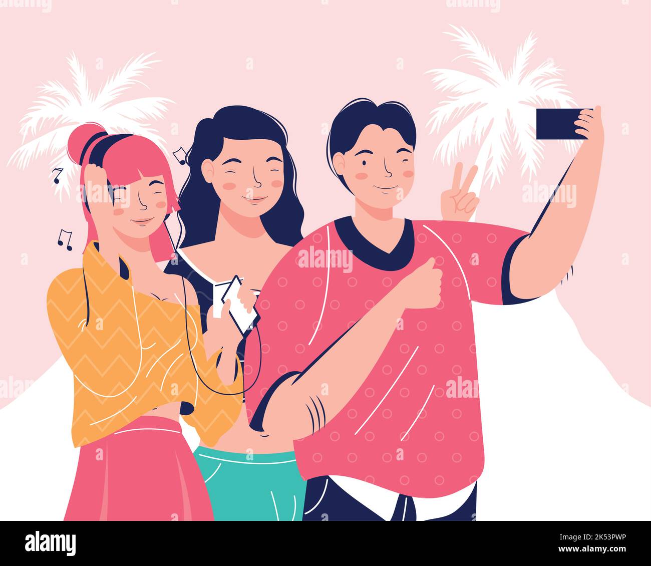 three persons take a selfie characters Stock Vector Image & Art - Alamy