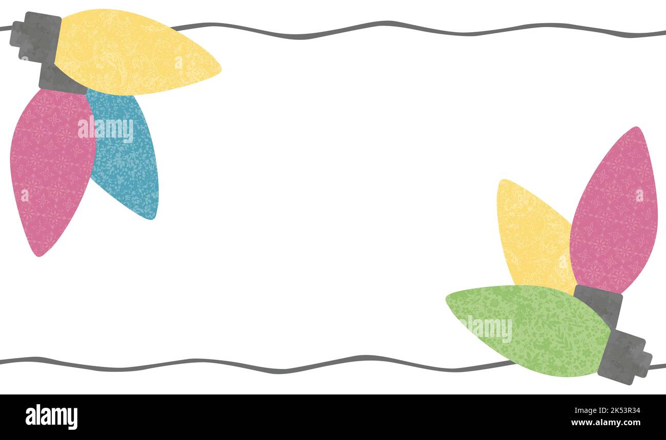 Clusters of corner Christmas lights in a cut paper style with textures ...