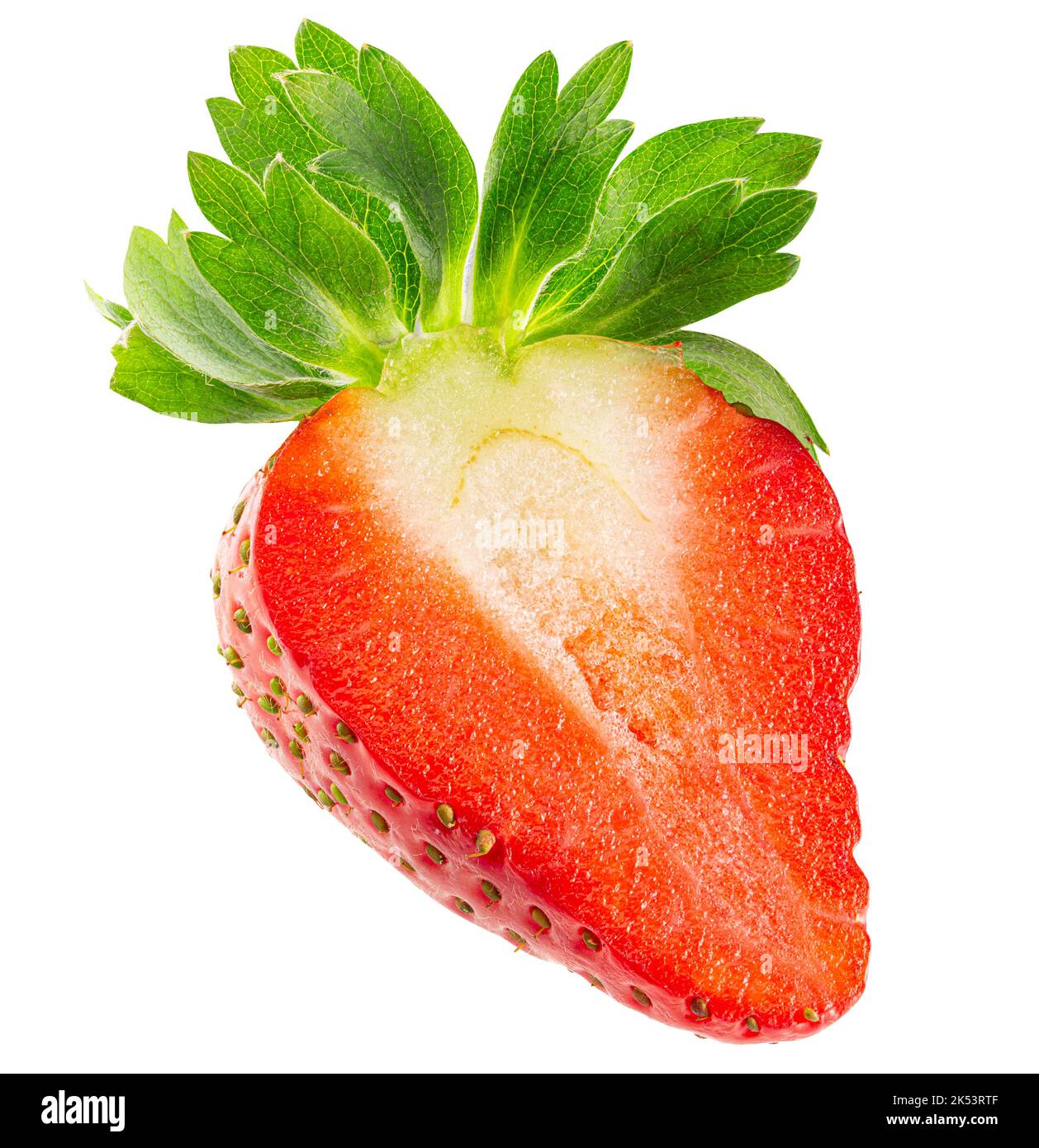 half of strawberry isolated on a white background with clipping path ...