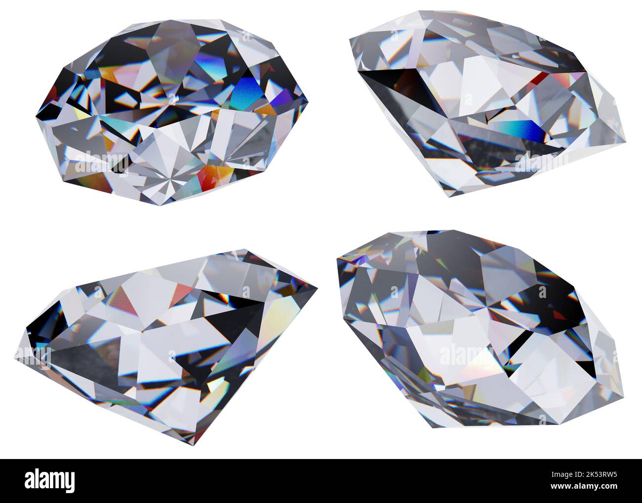 collection of diamonds isolated on a white background. 3d rendering ...