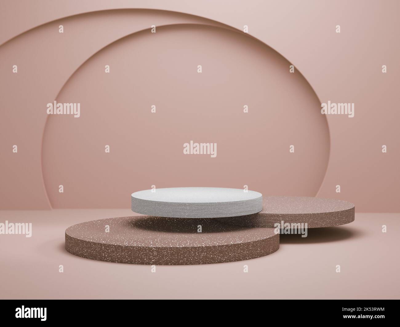 Podium layout for product presentation, brown pastel background, 3d ...