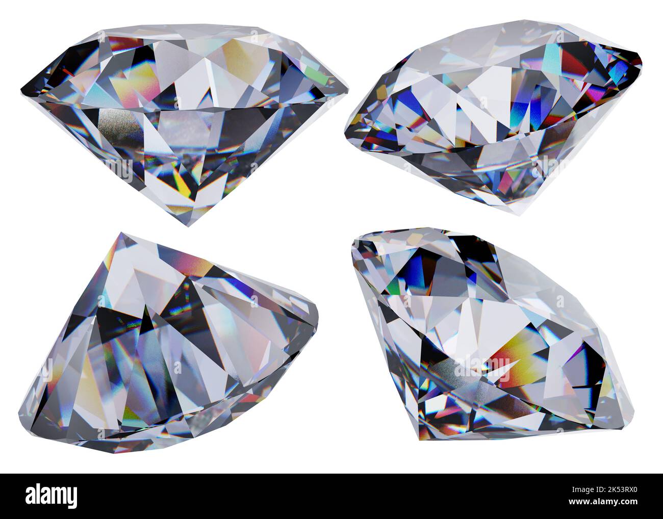 collection of diamonds isolated on a white background. 3d rendering ...