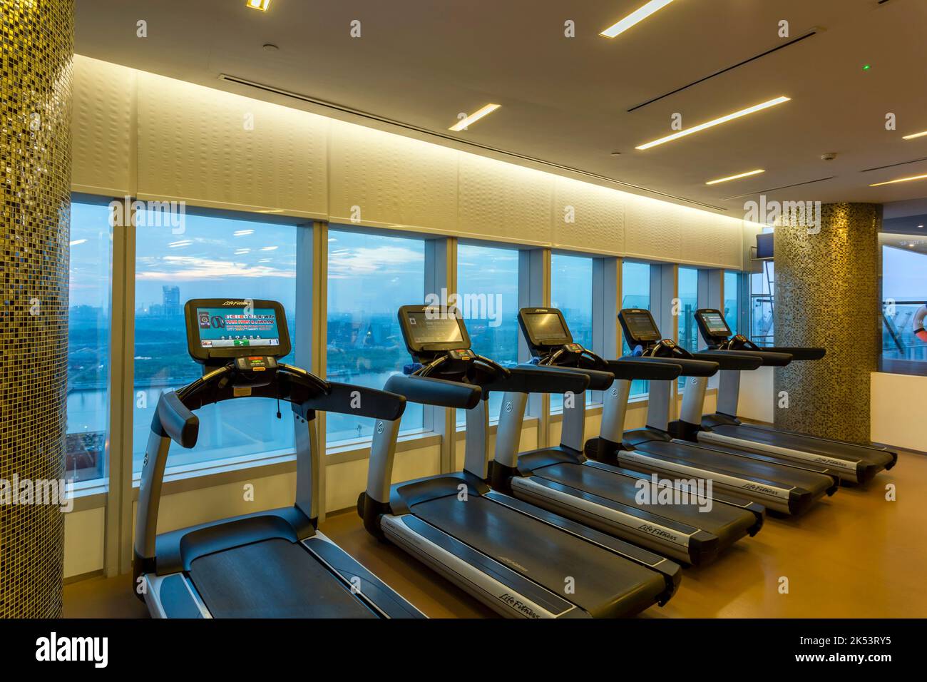 Hanoi, Vietnam - January 22, 2018: Interior view of the fitness center ...
