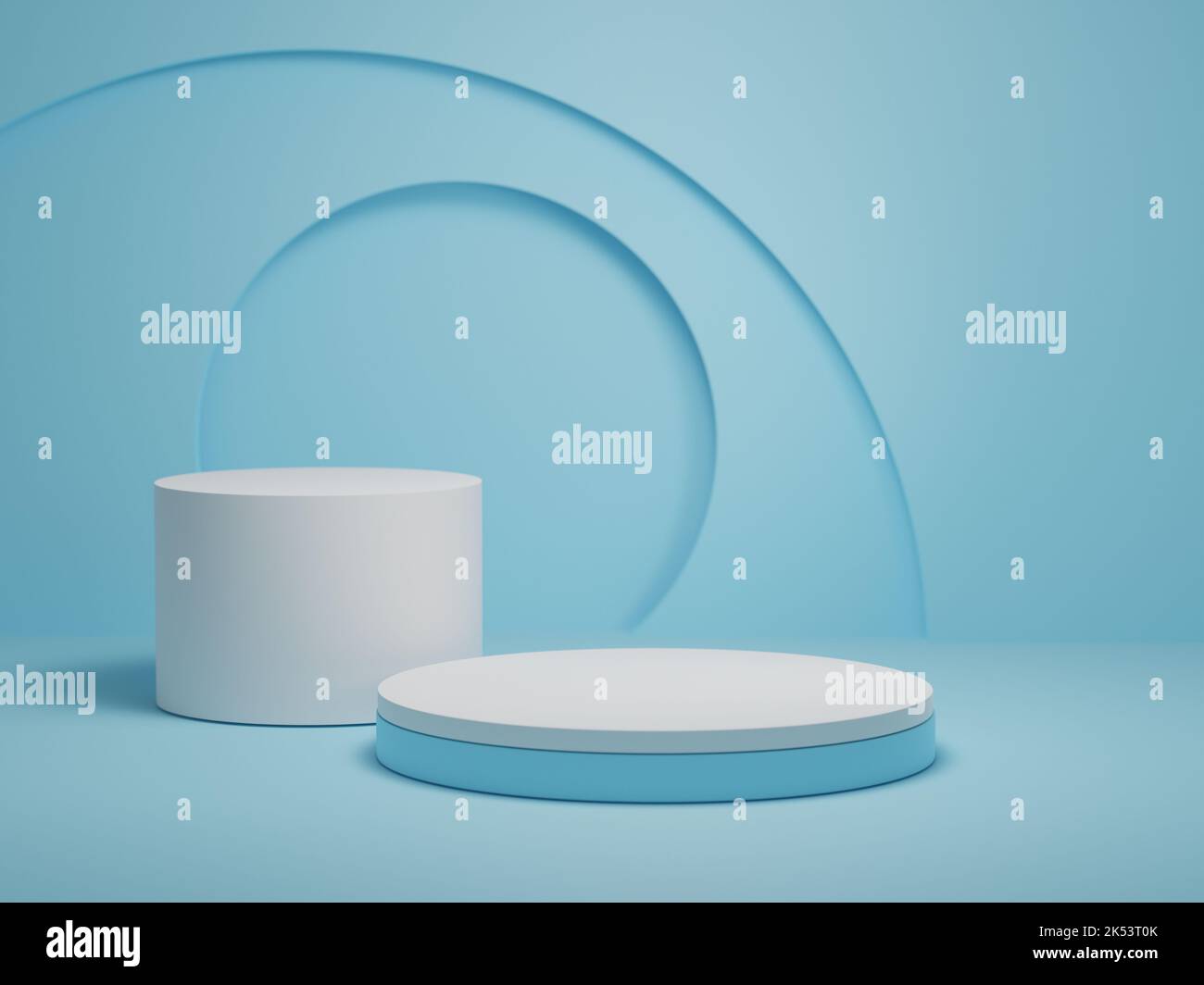 Podium layout for product presentation, pastel blue background, 3d ...