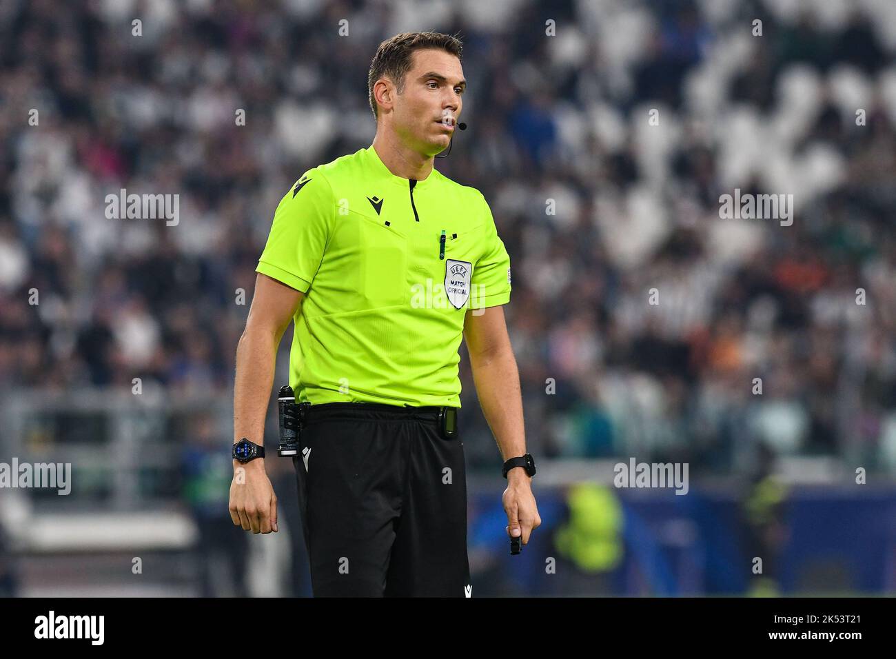 Referee Sandro Scharer in action during the UEFA Champions League 2022/ ...