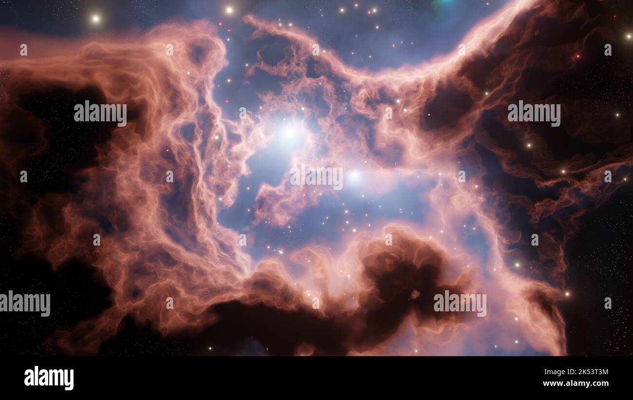 Outer space, cosmic landscape background. Nebula. 3d rendering Stock ...