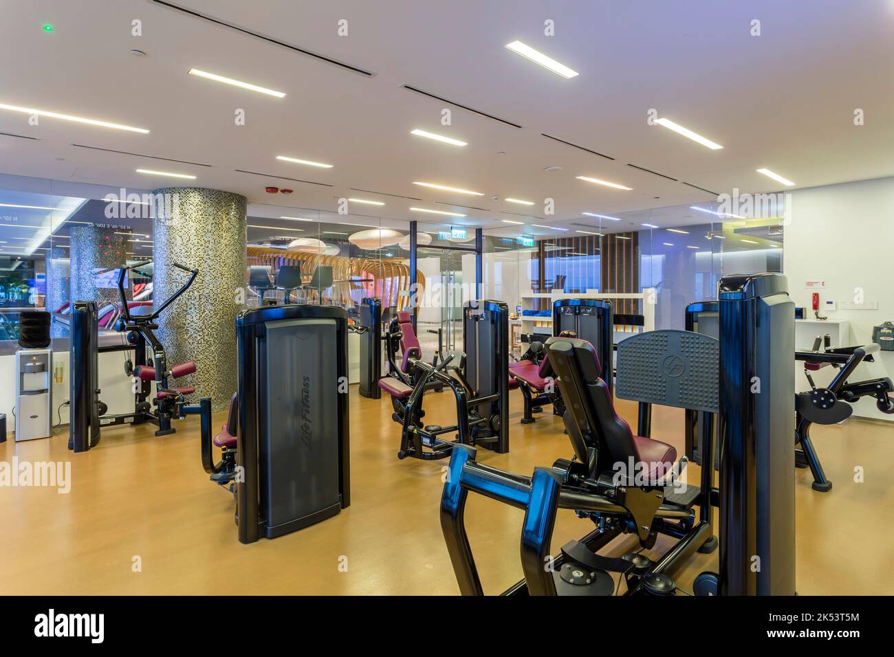 Hanoi, Vietnam - January 22, 2018: Interior view of the fitness center ...